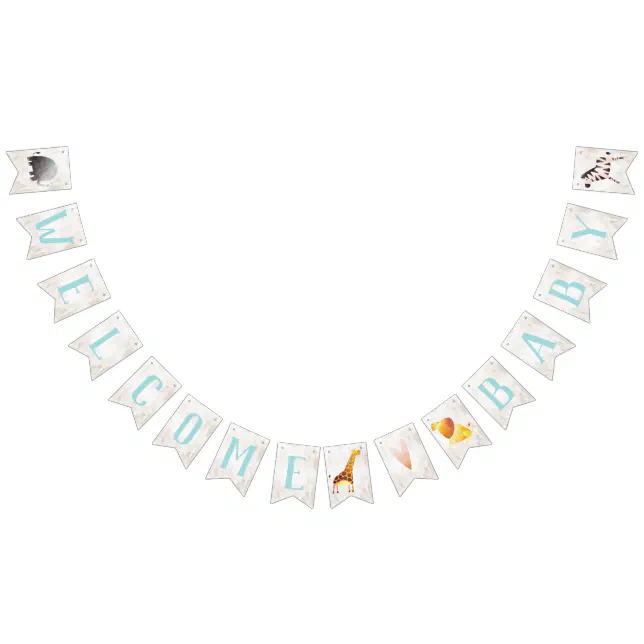 Jungle Safari Animals Baby Shower Pennant Banner | Zazzle