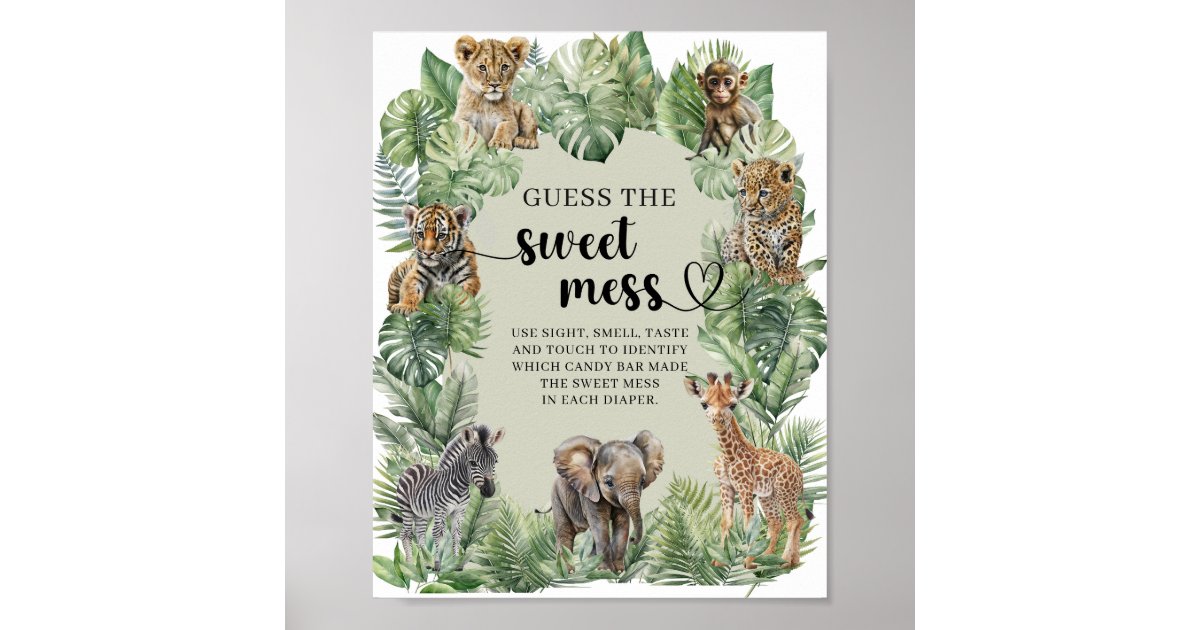 Jungle Safari Animals Guess The Sweet Mess game Poster | Zazzle