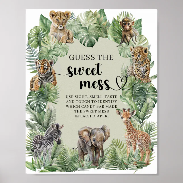 Jungle Safari Animals Guess The Sweet Mess game Poster | Zazzle