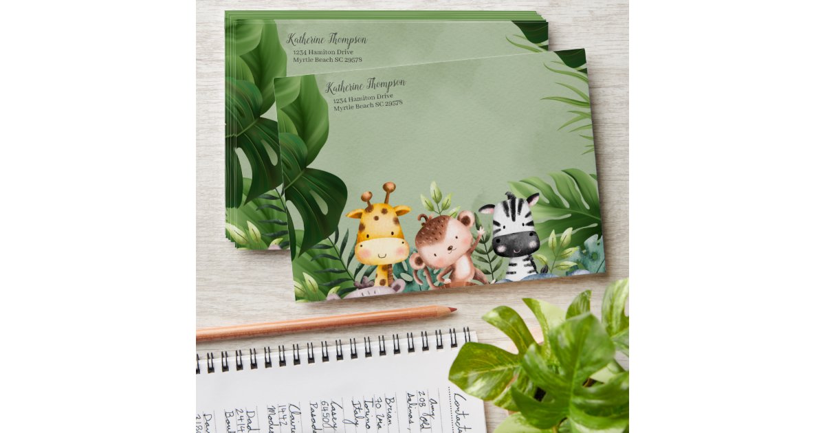 Jungle Safari Animals Invitation Envelope | Zazzle