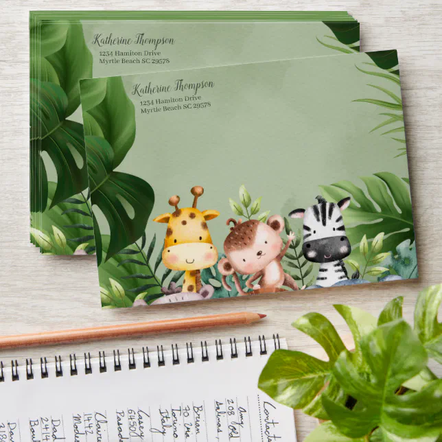 Jungle Safari Animals Invitation Envelope | Zazzle