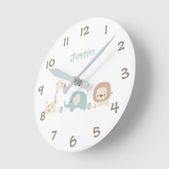 Jungle Safari Animals Kids Nursery Wall Clock | Zazzle