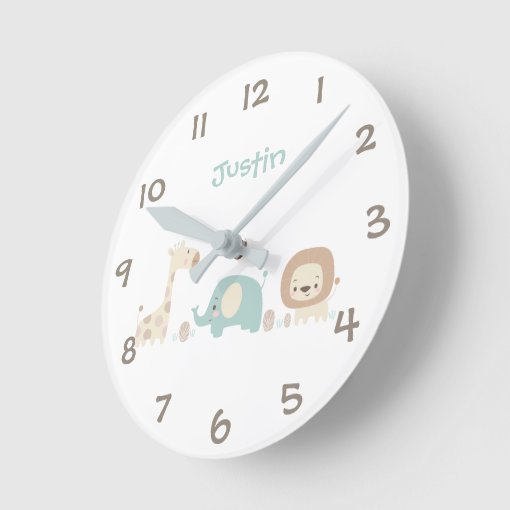 Jungle Safari Animals Kids Nursery Wall Clock | Zazzle