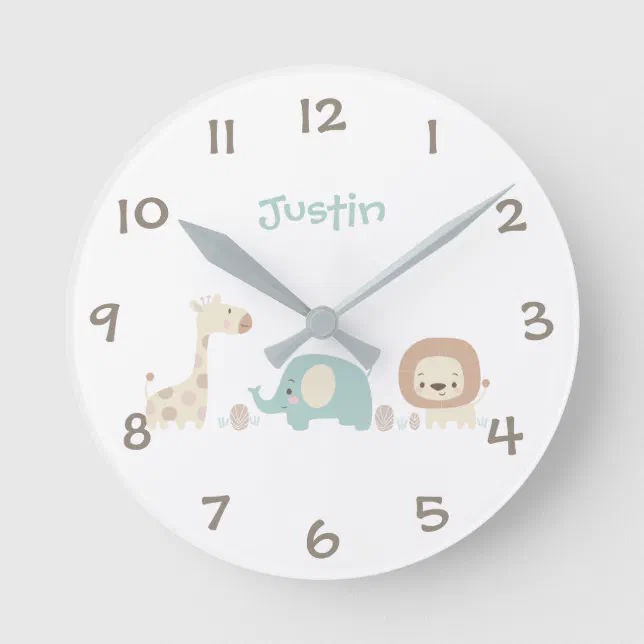 Jungle Safari Animals Kids Nursery Wall Clock | Zazzle