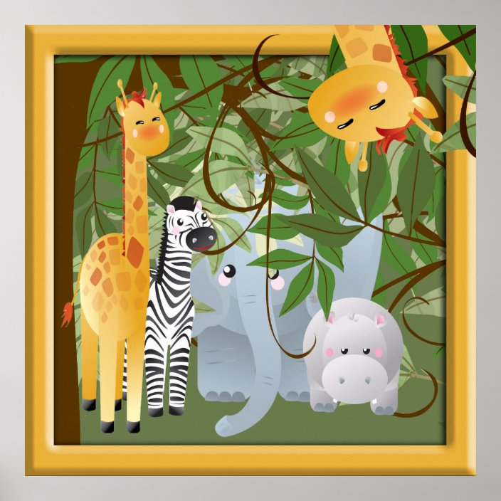 Jungle Safari Animals Kids Room Poster | Zazzle.com