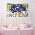 Jungle Safari Animals, Wild one Navy blue Welcome Banner | Zazzle