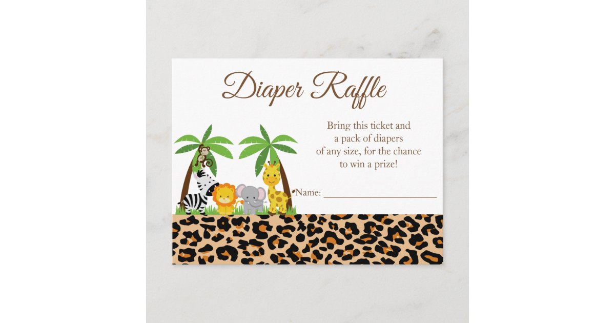 Jungle Safari Baby Shower Diaper Raffle Card | Zazzle