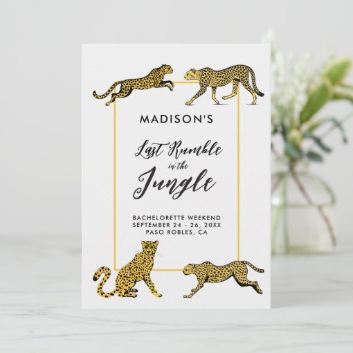 Jungle Safari Cheetah Bachelorette Party Itinerary Invitation | Zazzle