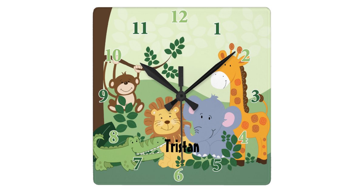 Jungle Safari Customizable Square Clock | Zazzle.com