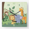 Jungle Safari Customizable Square Clock | Zazzle