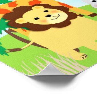 Jungle Safari Cute Animals Personalized Picture Poster | Zazzle