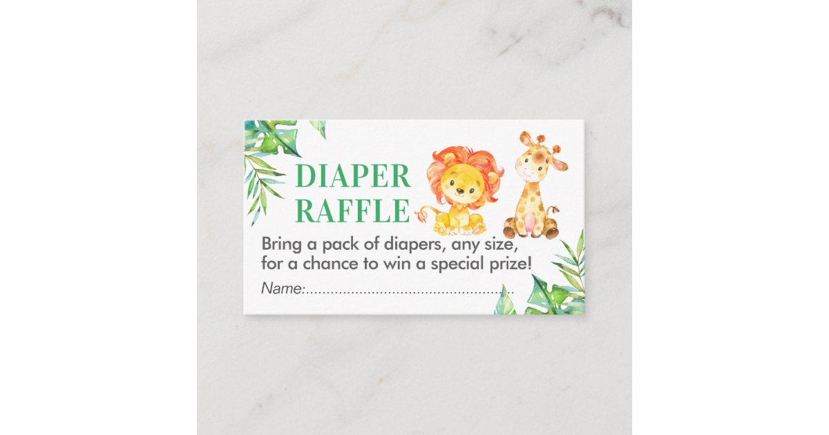Jungle Safari Diaper Raffle Ticket Baby Shower Boy Enclosure Card | Zazzle