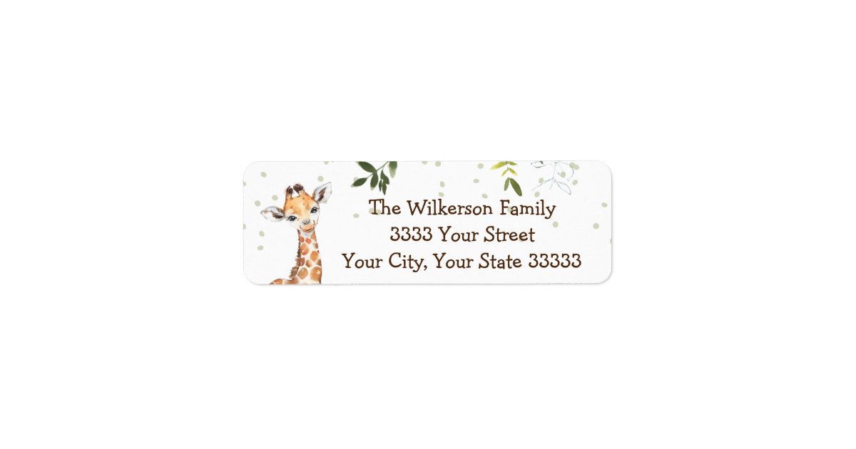 Jungle Safari Giraffe Baby Shower Label | Zazzle