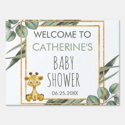 Jungle Safari Giraffe Baby Shower Welcome Sign | Zazzle