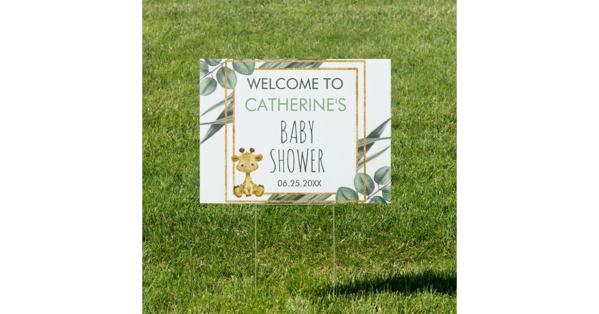 Jungle Safari Giraffe Baby Shower Welcome Sign | Zazzle