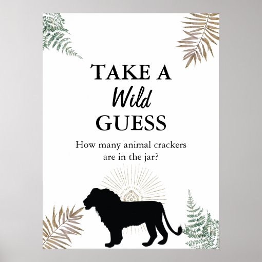 Jungle Safari Lion Animal Party Guessing Game Poster | Zazzle