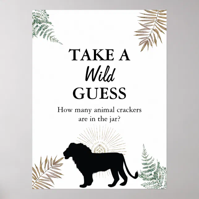 Jungle Safari Lion Animal Party Guessing Game Poster | Zazzle