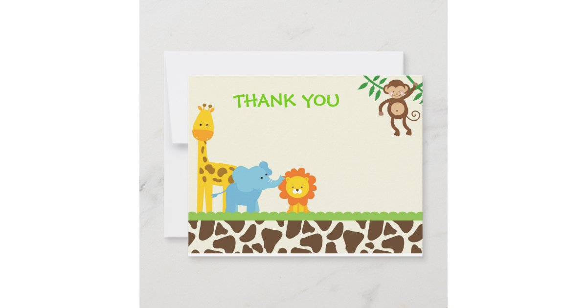 Jungle Safari Thank You Notes cards | Zazzle