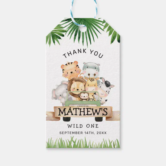 Jungle Safari Wild One Birthday Favor Tags | Zazzle
