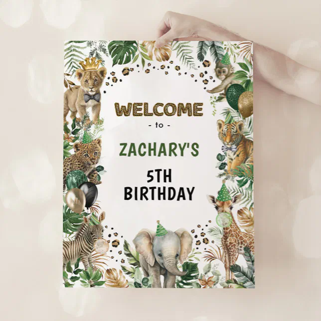 Jungle Safari Wild Party Animals Birthday Welcome Poster | Zazzle