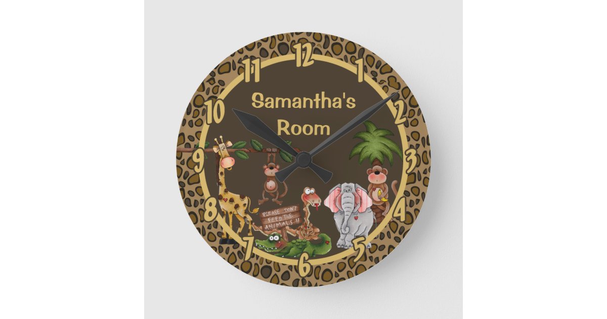 Jungle Safari Zoo Animal Giraff Personalized Clock | Zazzle