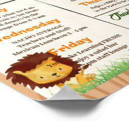 Jungle Teacher Appreciation Week Itinerary Poster | Zazzle