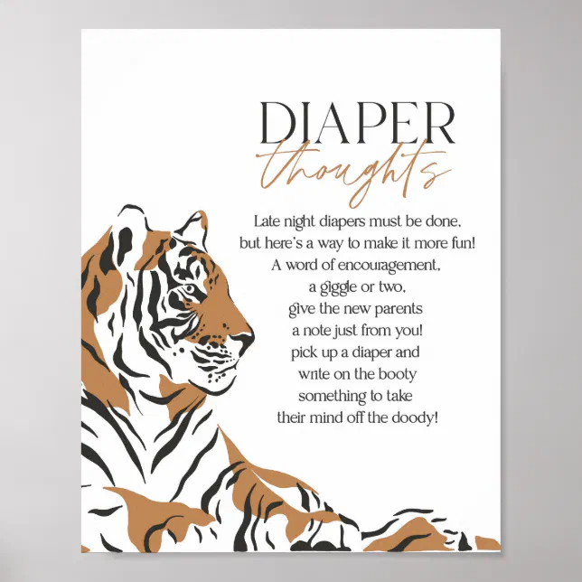 jungle tiger baby shower late night diaper thought poster | Zazzle
