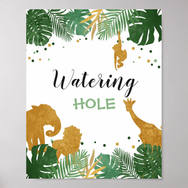 Jungle Watering hole Sign Zoo Safari Drink table | Zazzle