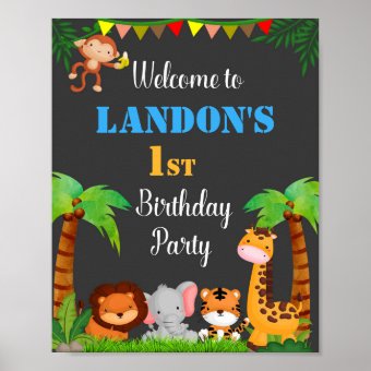 Jungle welcome party sign Party animals poster | Zazzle