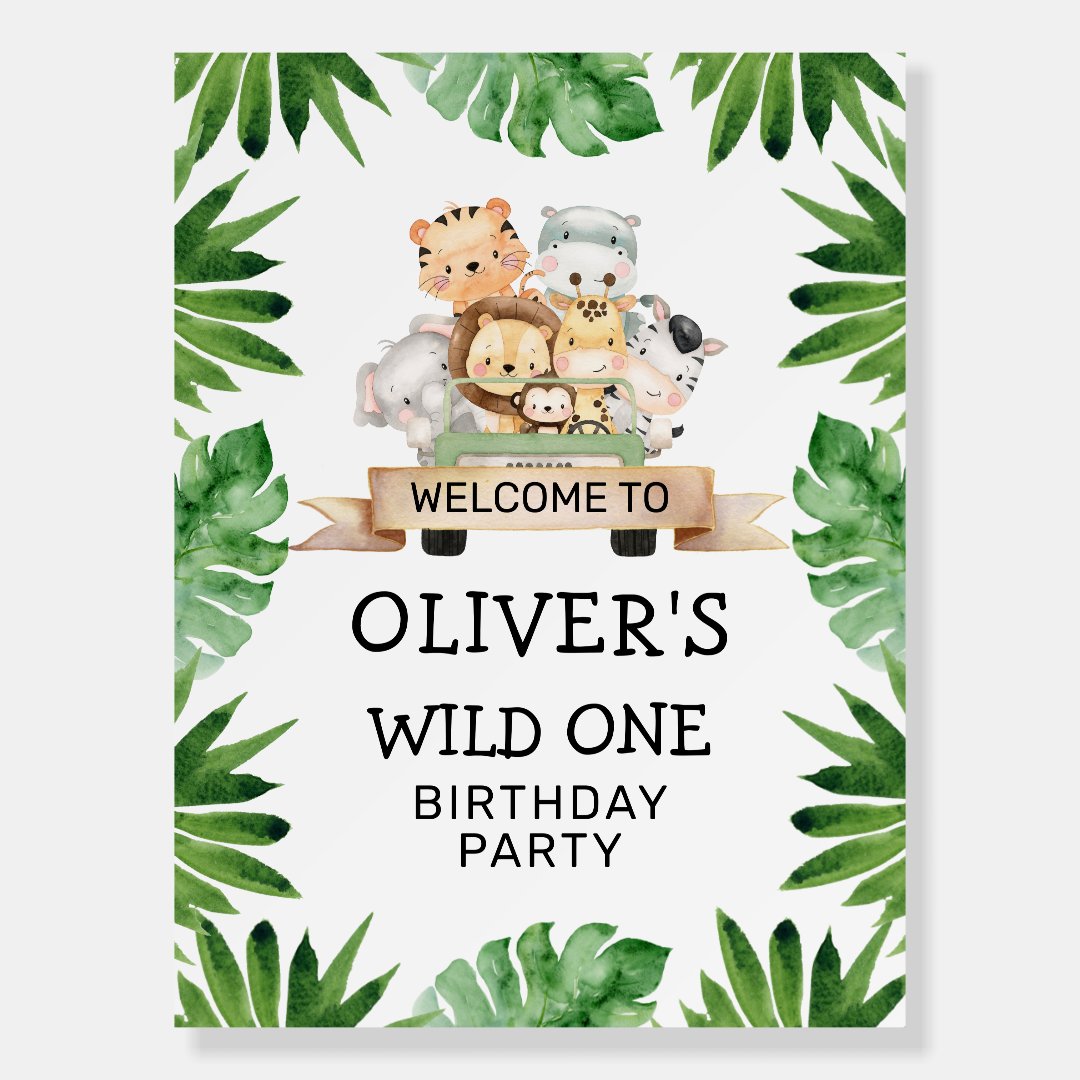 Jungle Wild One Birthday Welcome Sign Foam Board | Zazzle