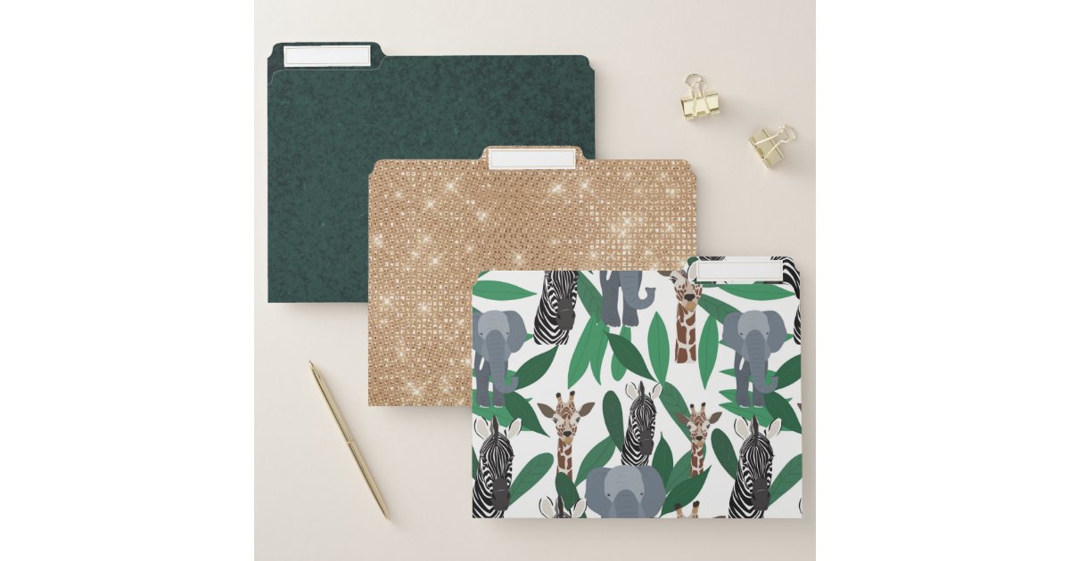 Jungle Zebra Elephant Giraffe Safari Animals File Folder | Zazzle
