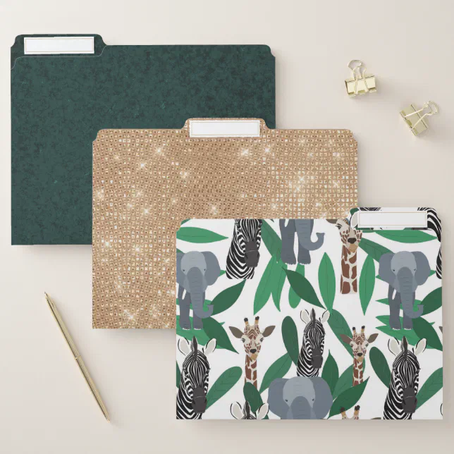 Jungle Zebra Elephant Giraffe Safari Animals File Folder | Zazzle