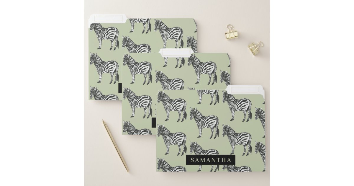 Jungle Zebra Wild Pattern & Personalized Name File Folder | Zazzle