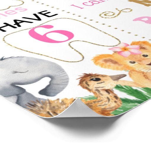 Jungle Zoo Safari Animals Birthday board Poster | Zazzle