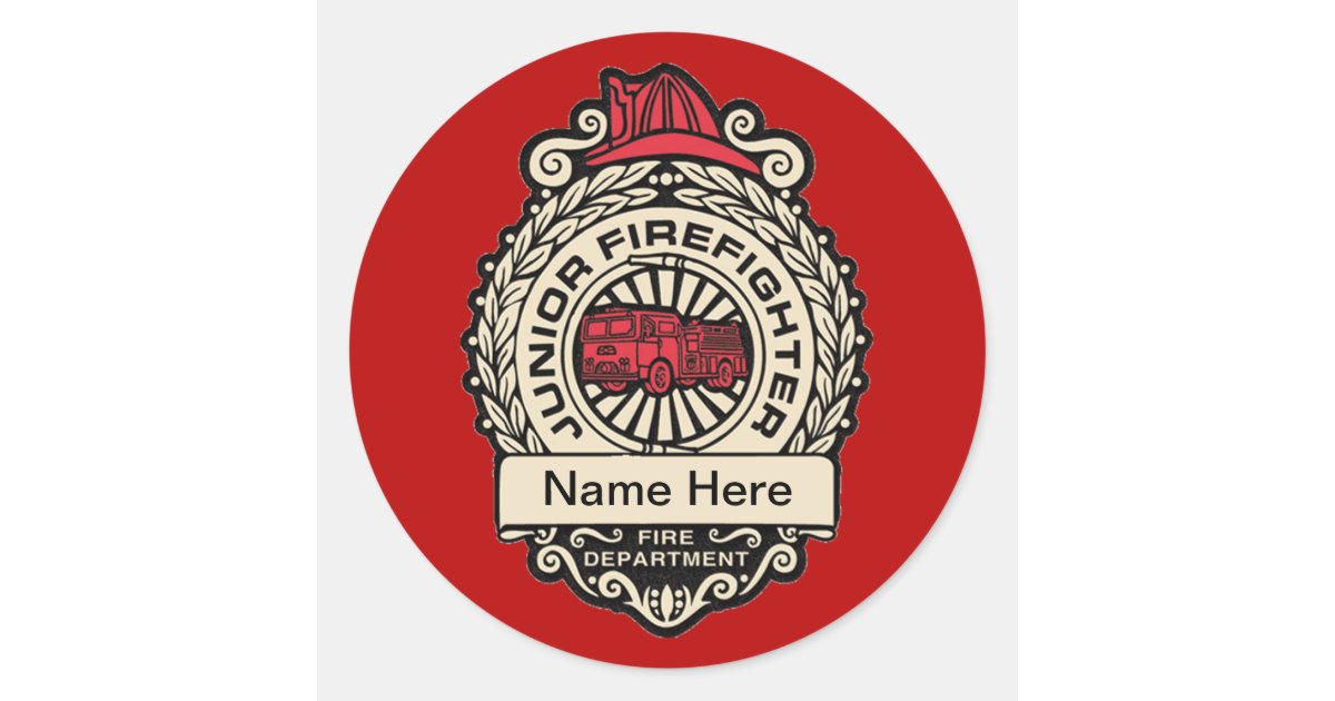 Junior Firefighter's Badge Custom Sticker | Zazzle