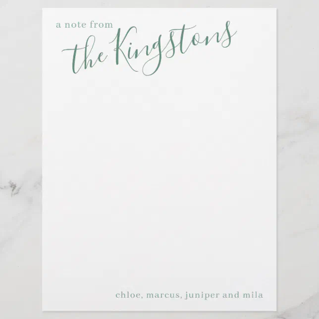 Juniper Family Name Script Letterhead | Zazzle