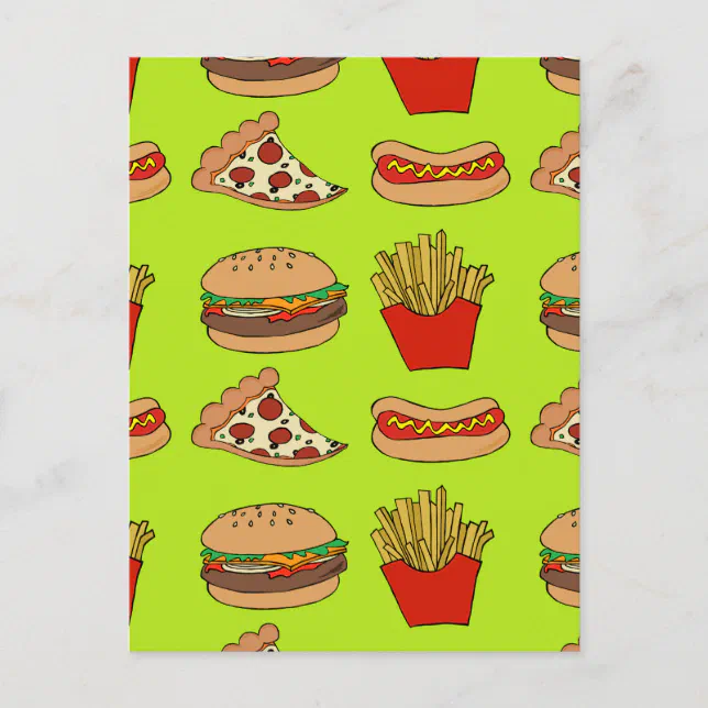 Junk food design postcard | Zazzle