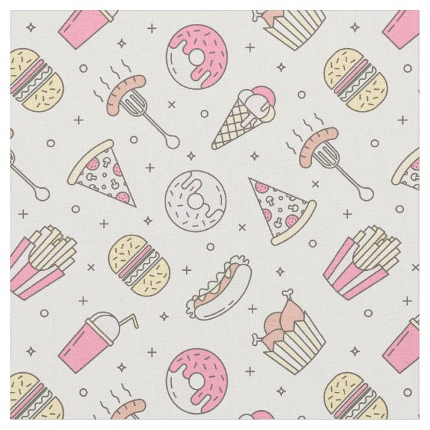 French Fries Pattern Fabric | Zazzle
