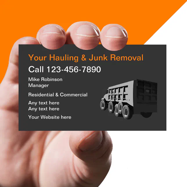 Junk Hauling And Removal Services Business Card | Zazzle
