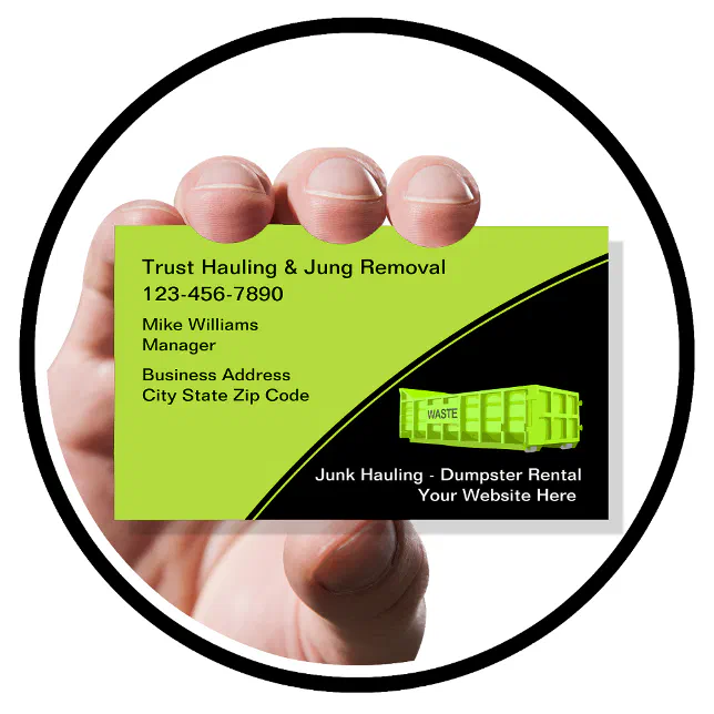 Junk Hauling Dumpster Rental Business Card | Zazzle