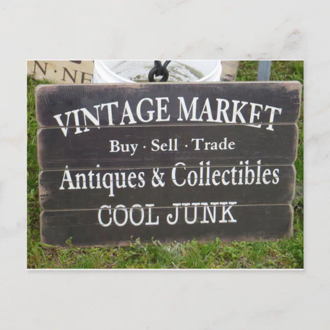 Junk Market Sign Postcard | Zazzle