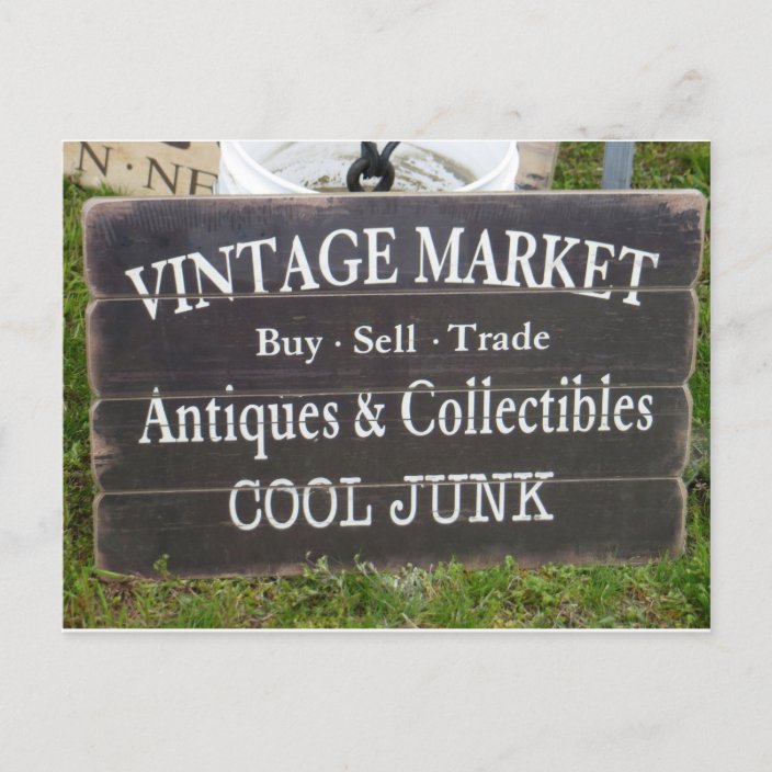 Junk Market Sign Postcard | Zazzle.com