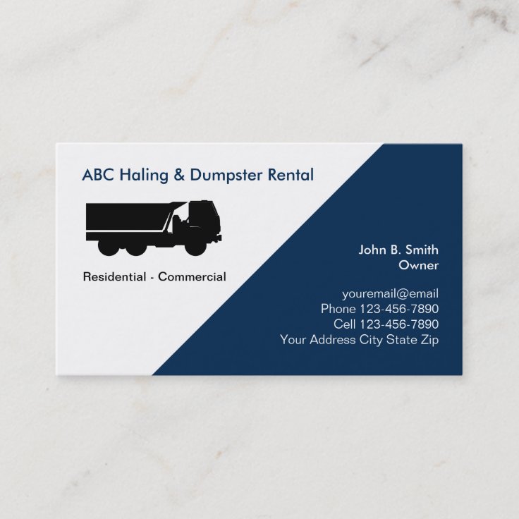 Junk Removal And Dumpster Business Cards | Zazzle