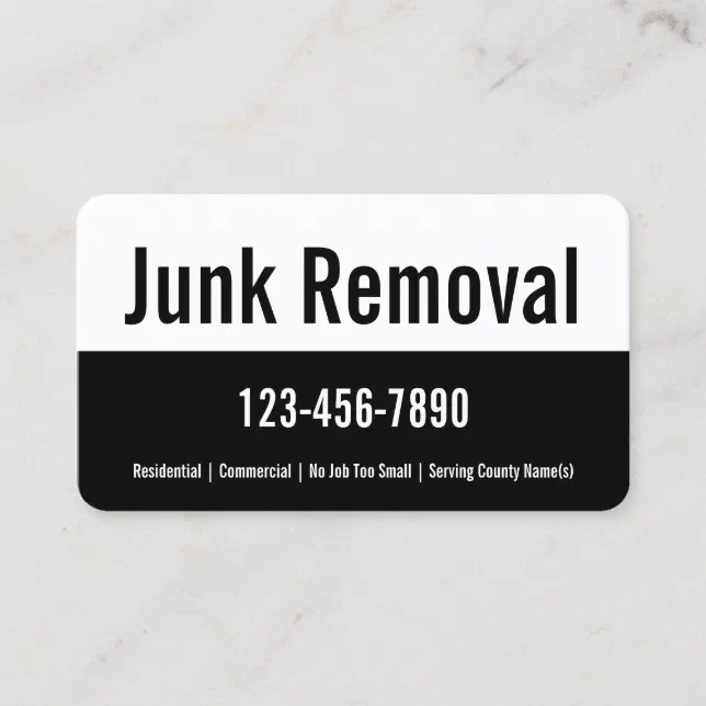 Junk Removal Black and White Promotional Template Business Card | Zazzle