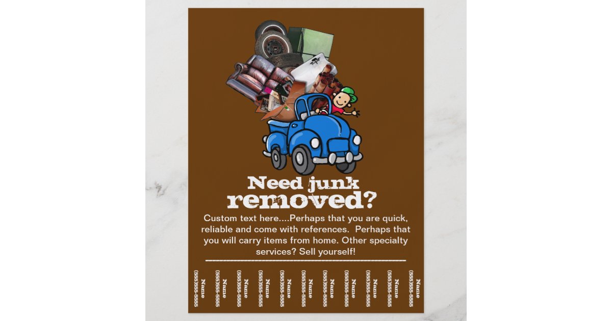 Junk removal business custom tear sheet flyer | Zazzle