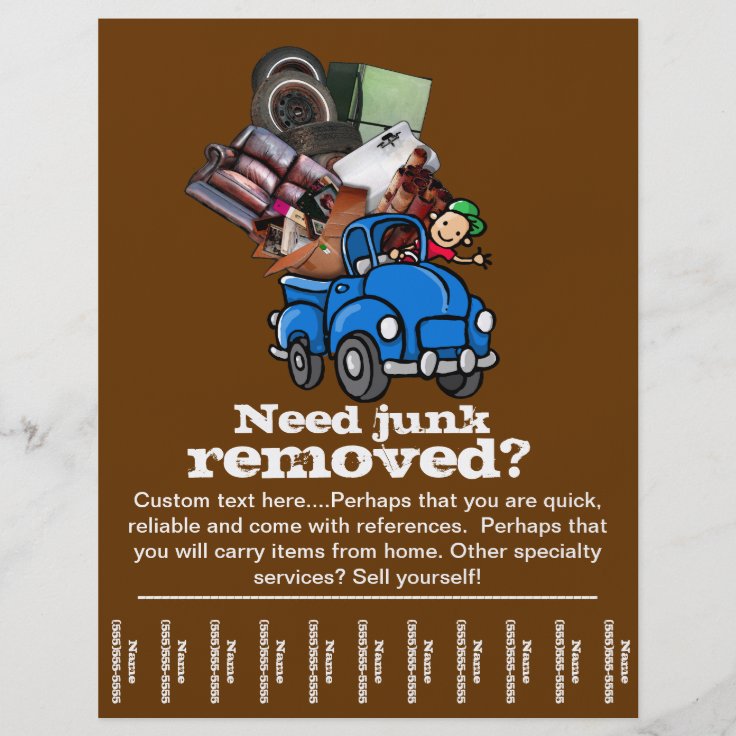 Junk removal business custom tear sheet flyer | Zazzle