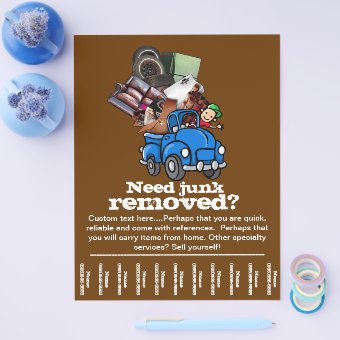 Junk removal business custom tear sheet flyer | Zazzle