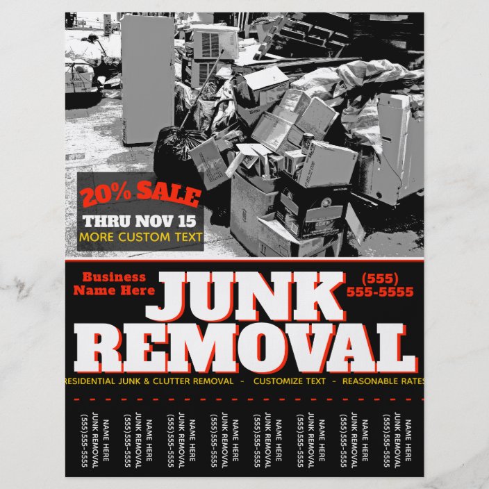 JUNK REMOVAL.GARBAGE HAULING Advertising Tearsheet Flyer | Zazzle.com