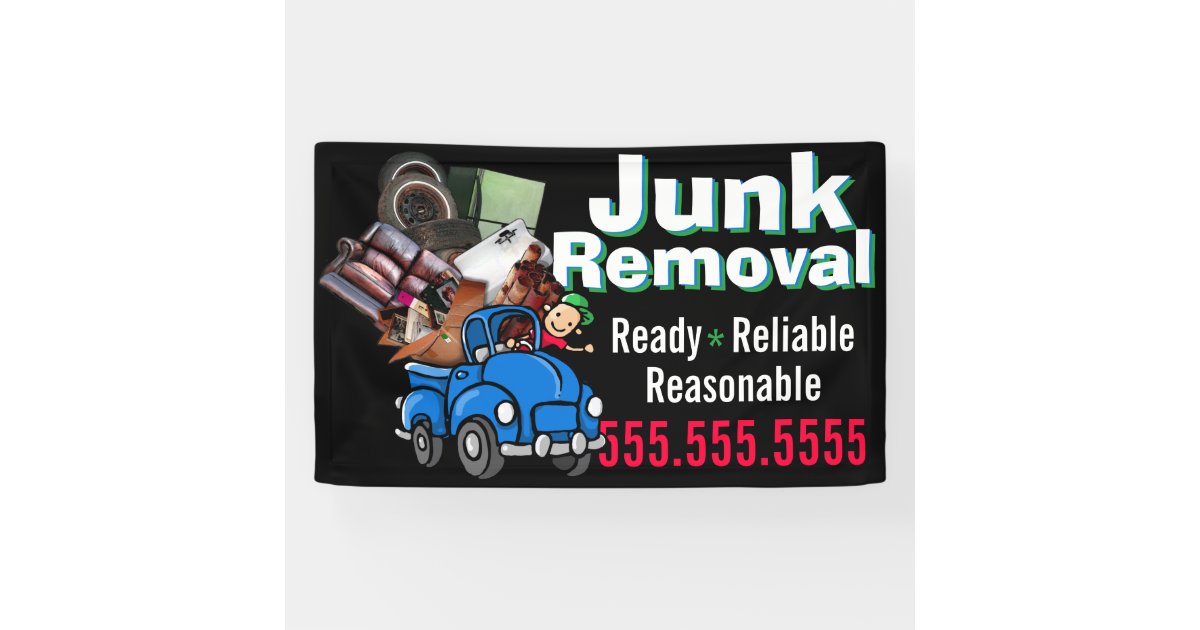 Junk Removal Garbage Hauling Custom Advertising Banner | Zazzle