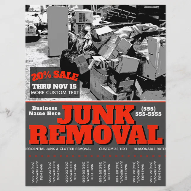 JUNK REMOVAL.GARBAGE HAULING Promo Tearsheet 2 Flyer | Zazzle